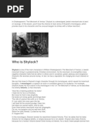 Character Analysis of Shylock | PDF | The Merchant Of Venice | Shylock