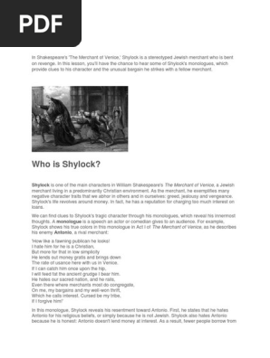 Shylock Wealth Quotes Common MOD Merchant Of Venice Analysis Table