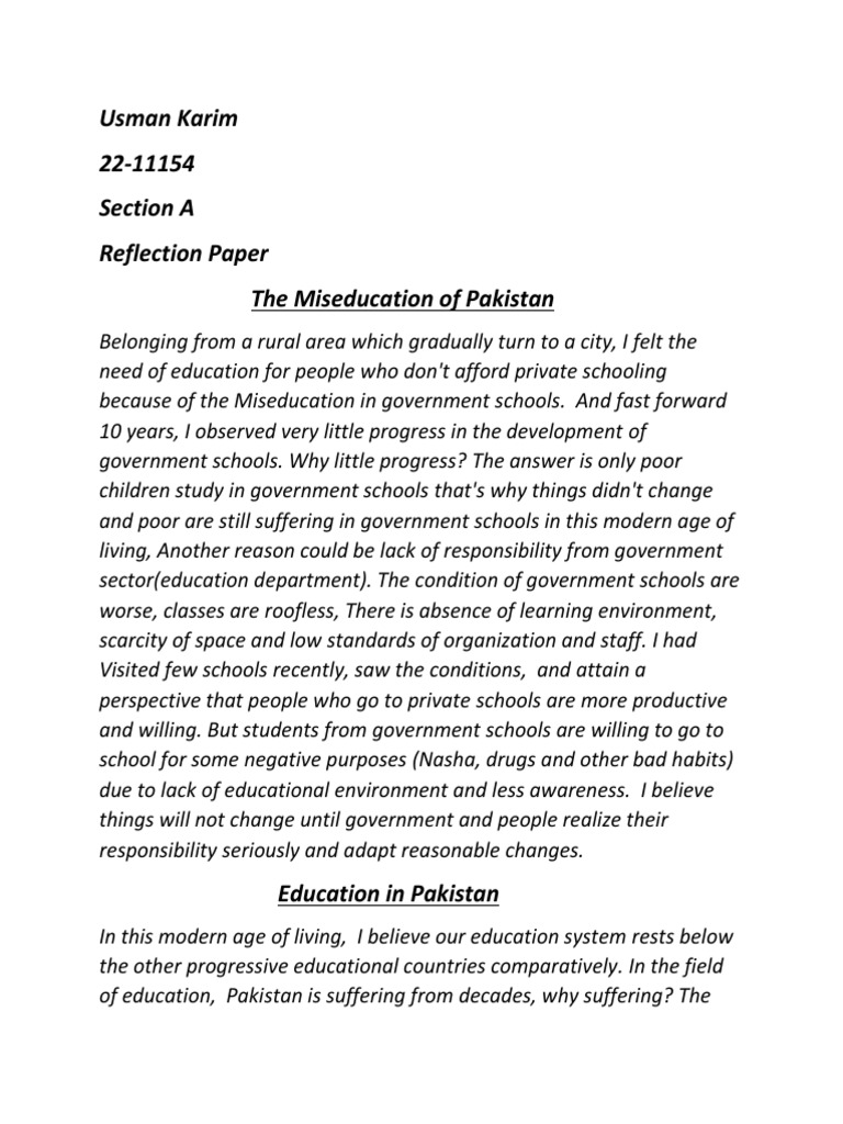 PLSC Reflection Paper | PDF | Pakistan | Poverty