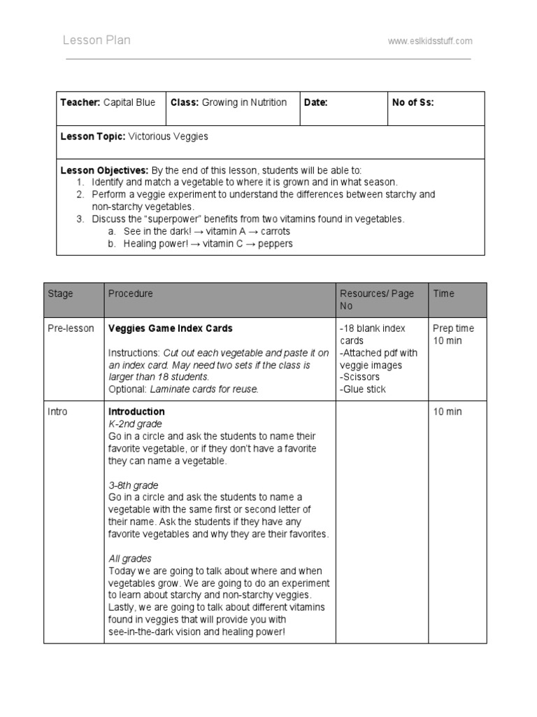 Veggie Adventures for Young Learners | PDF | Vegetables | Vitamin C