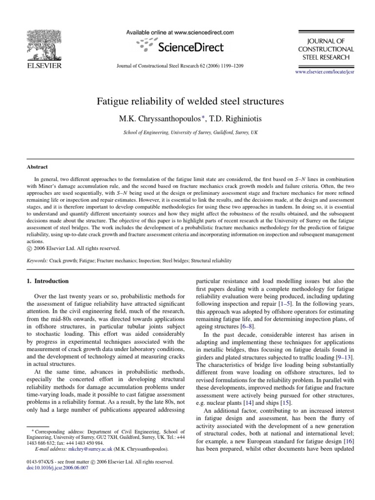 Fatigue Reliability in Welded Steel Structures | PDF | Fatigue ...
