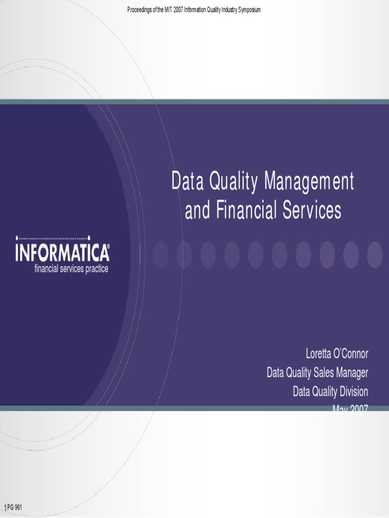 Data Quality Management and Financial Services | PDF | Data Quality ...