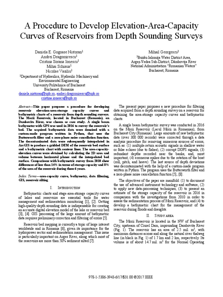 A Procedure To Develop Elevation-Area-Capacity Curves of Reservoirs ...
