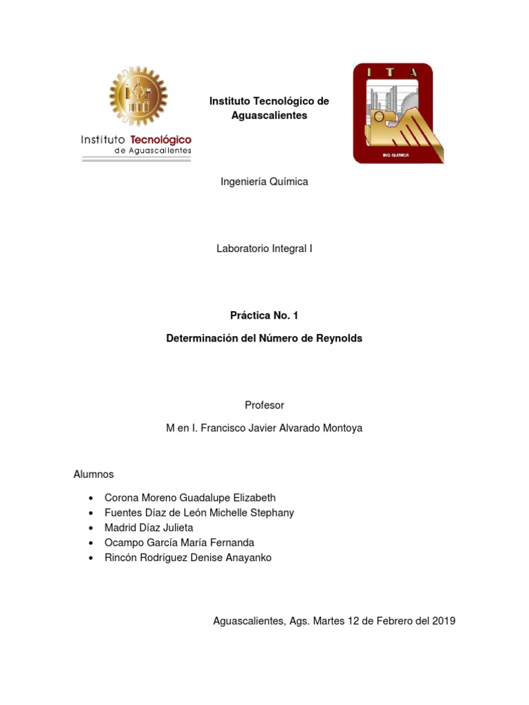 Práctica 1. Número de Reynolds | PDF | Numero Reynolds | Viscosidad