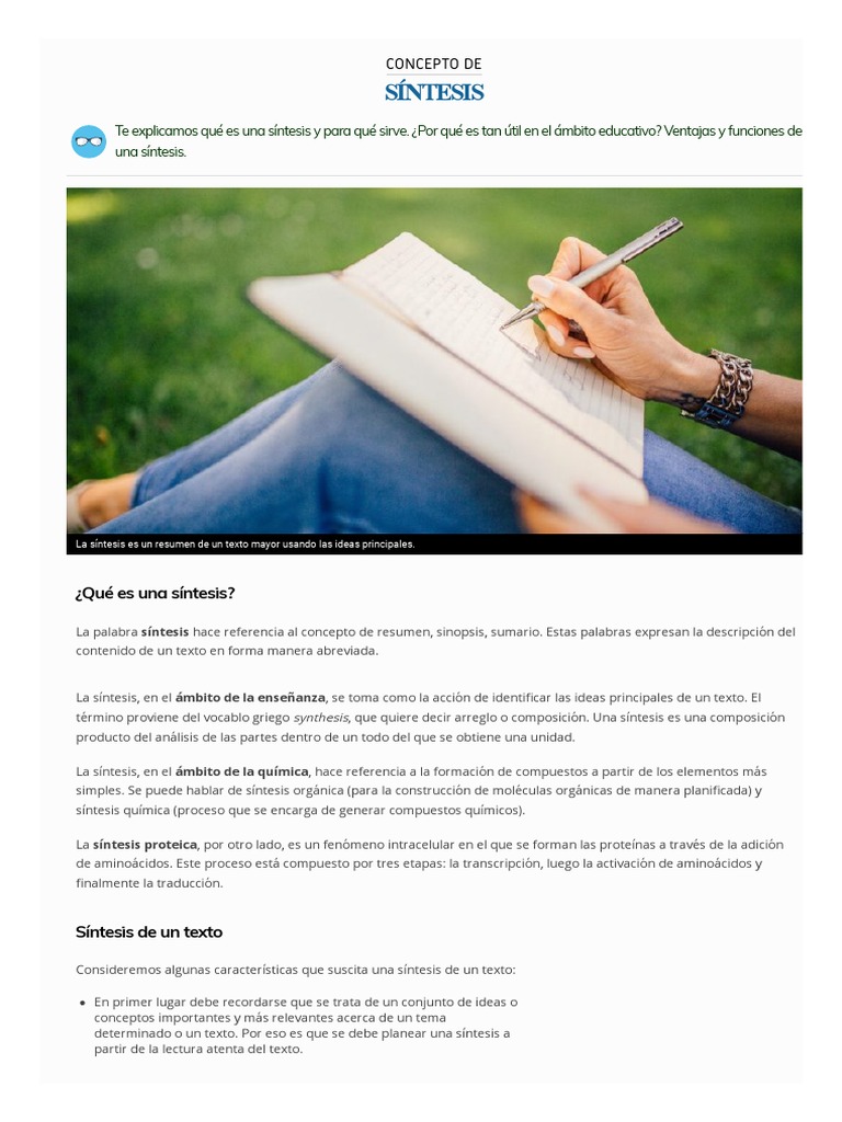 ¿Qué Es Síntesis - Concepto, Definición y Características | PDF ...
