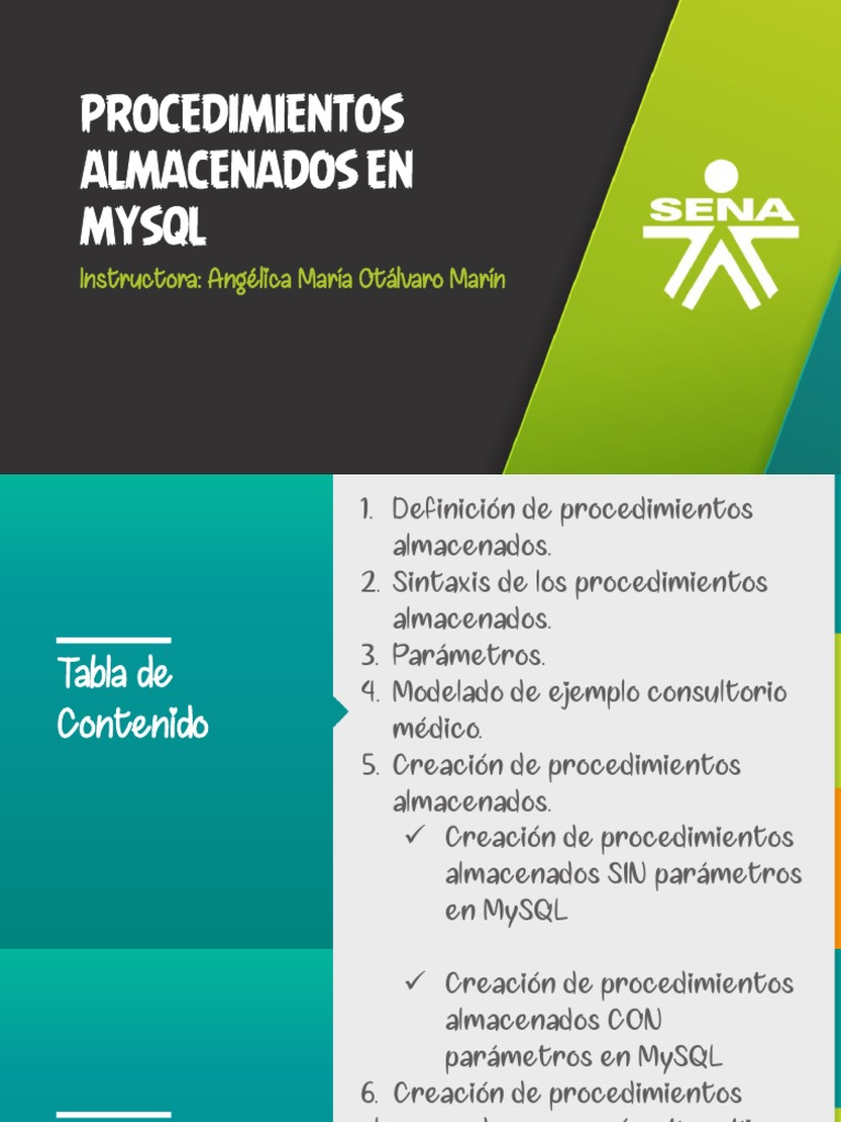 Guía sobre procedimientos almacenados en MySQL y Oracle | PDF | SQL ...