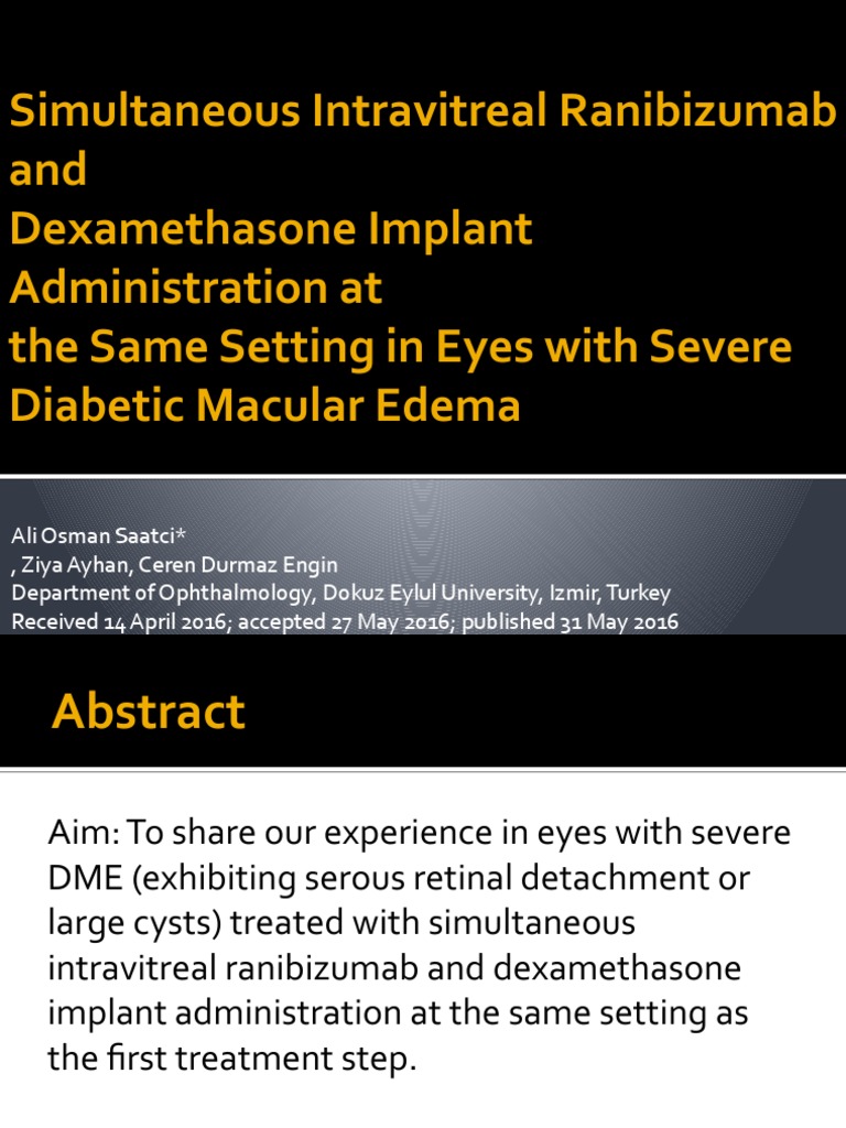 Simultaneous Intravitreal Ranibizumab and | PDF | Vision | Medicine