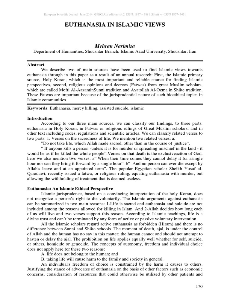 Islamic Perspectives on Euthanasia | PDF | Fatwa | Physician