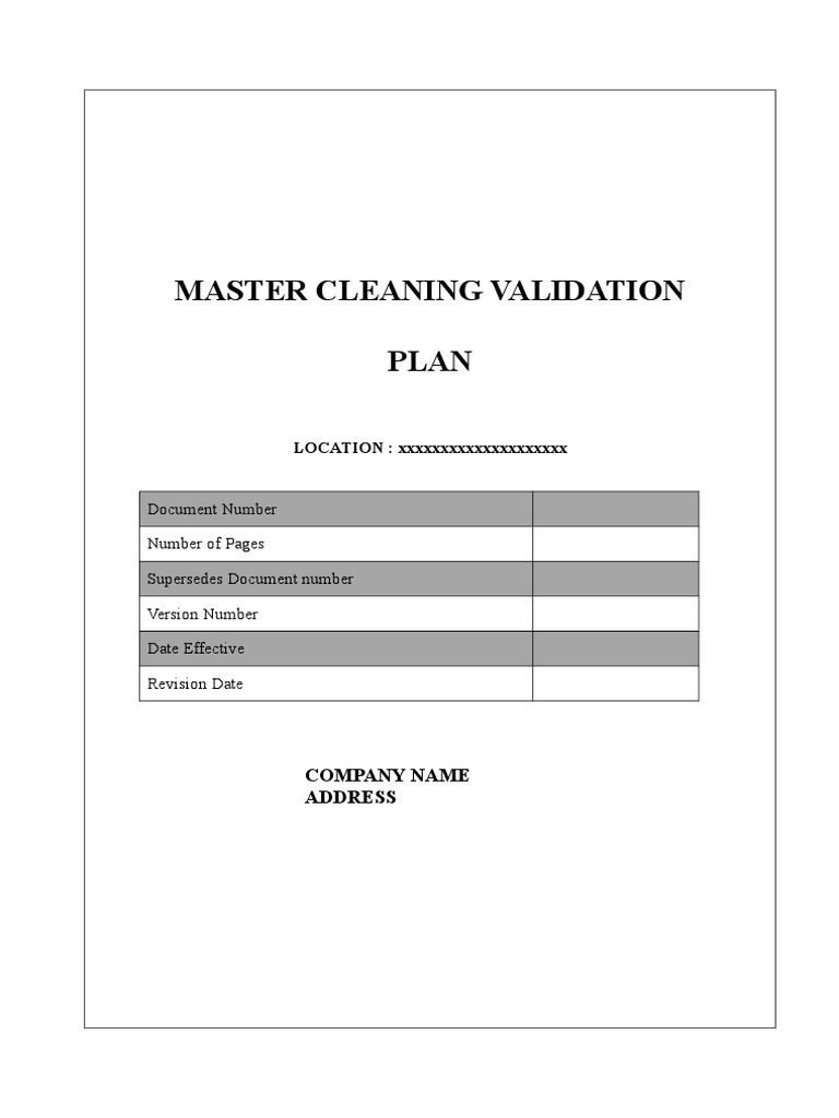 Master Cleaning Validation Plan | PDF | Verification And Validation ...