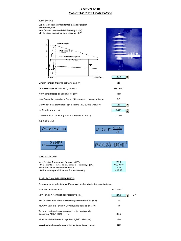 Anexo #07 - Calculo de Pararrayos | PDF | Poder (Física) | Unidades de medida