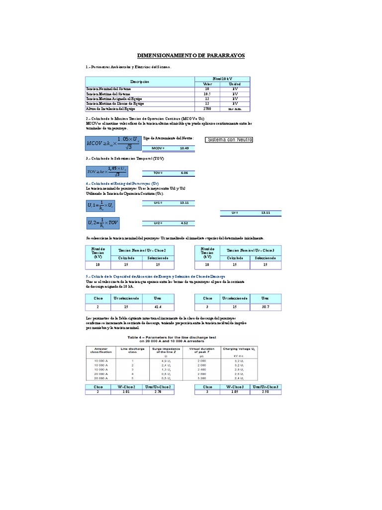 Calculo de Pararrayos | PDF | voltaje | Corriente alterna
