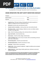 Hoist Pre-Operational Inspection Check List | PDF | Crane (Machine) | Rope