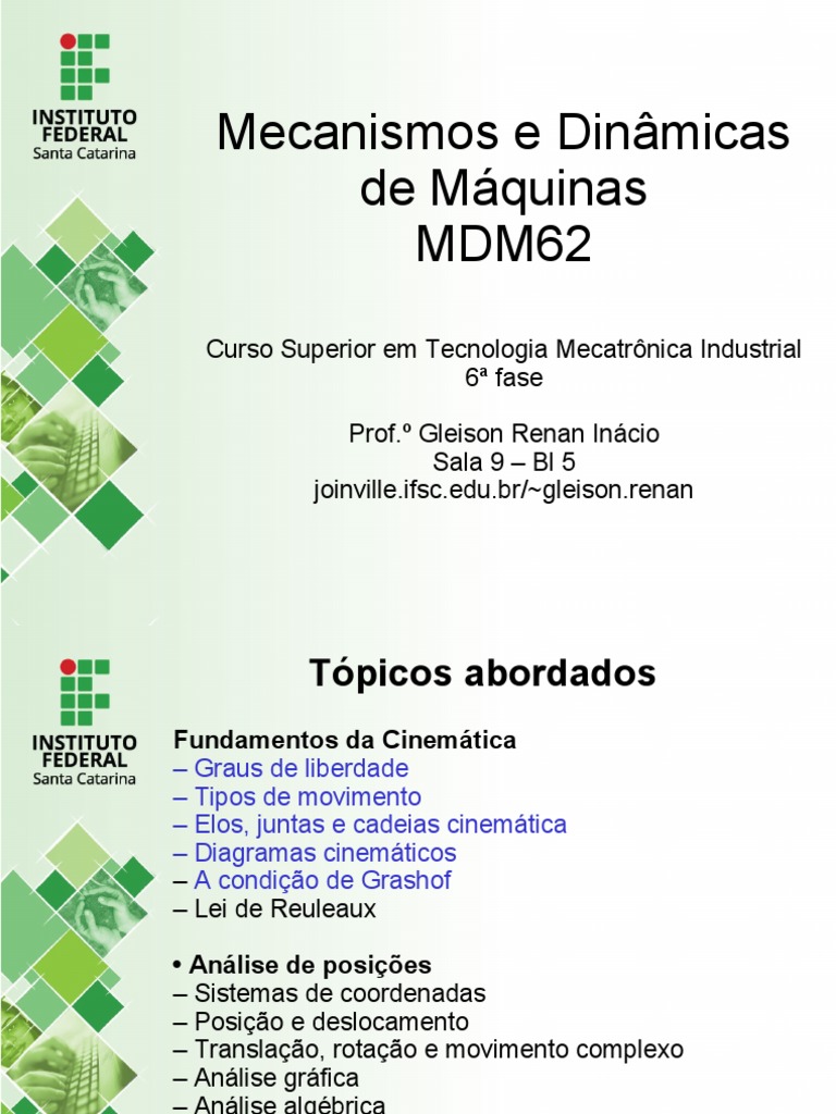 Aula 03 - MDM - Grashof | PDF | Cinemática | Engenharia Mecânica