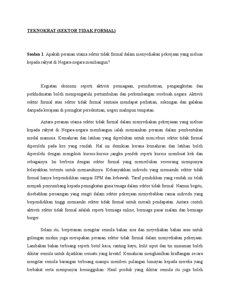 Sektor Tidak Formal | PDF