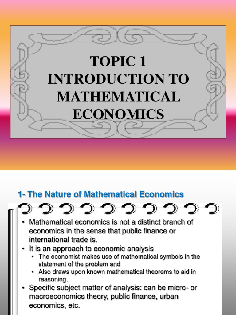 Topic 1 Introduction To Mathematical Economics | PDF | Mathematical ...