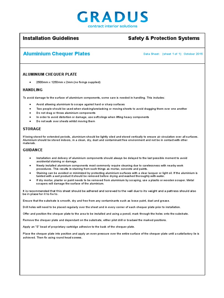 Aluminium Chequer Plate - Installation Instructions | PDF | Paint ...