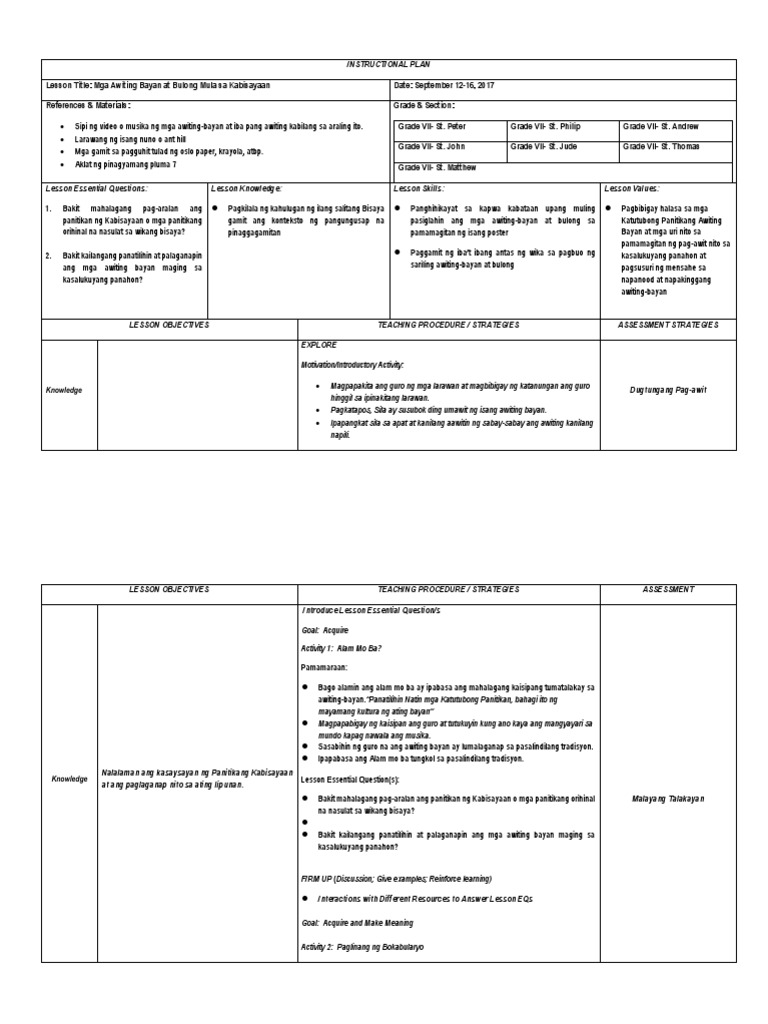 2nd Grading Iplan Awiting Bayan | PDF