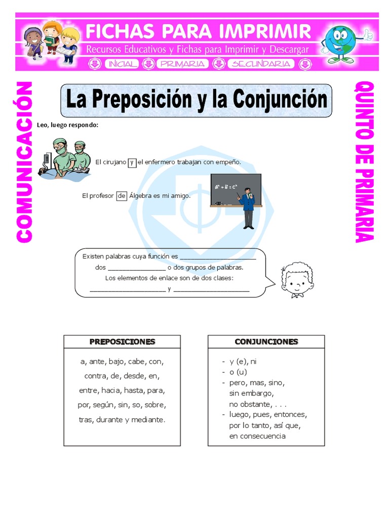 Hojas De Trabajo De Preposiciones Imprimibles Preposiciones En Inglés