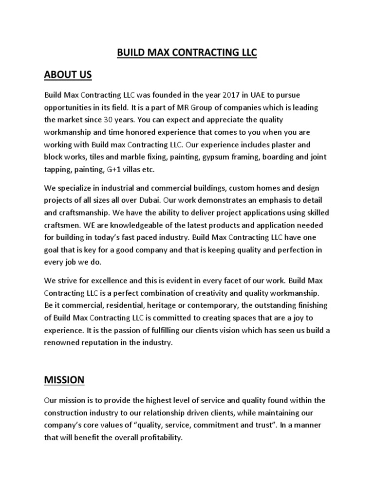 Build Max Contracting LLC | PDF | Tile | Plaster