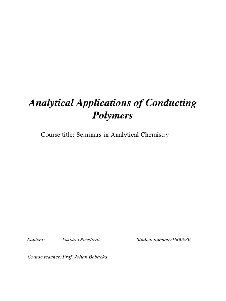 Analytical Applications of Conducting Polymers | PDF | Biosensor | Doping (Semiconductor)
