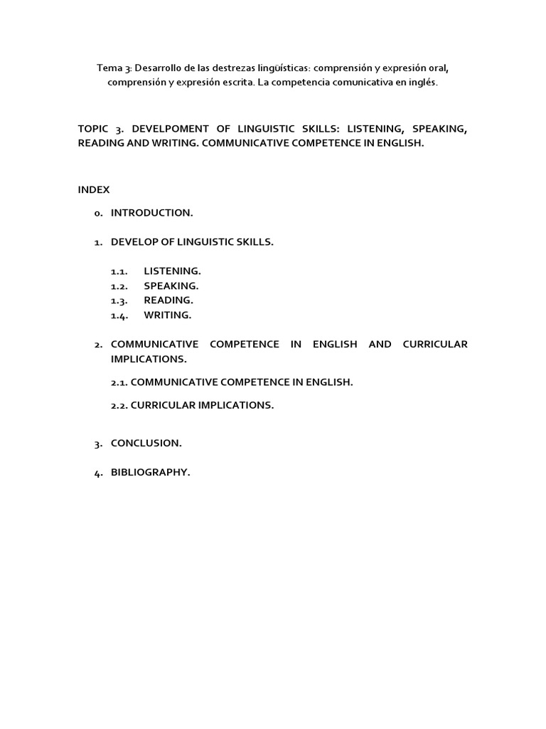 Developing Linguistic Skills in English | PDF | Reading (Process ...