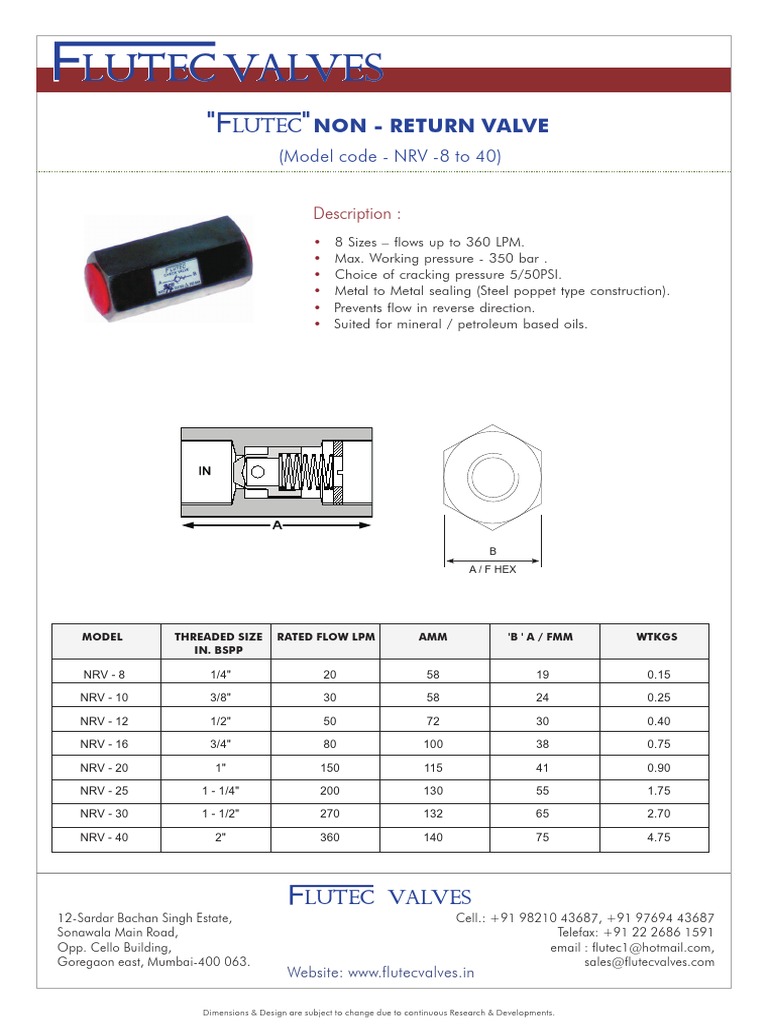 Non Return Valve | PDF | Valve | Liquids
