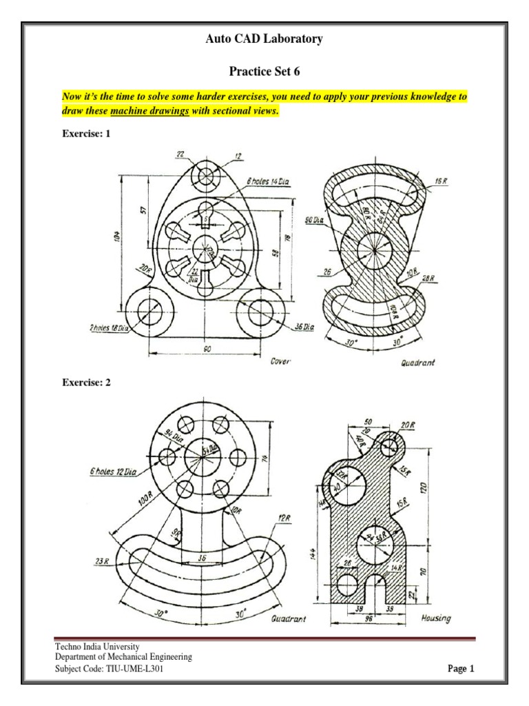 Auto CAD Lab Practice Set 6 | PDF
