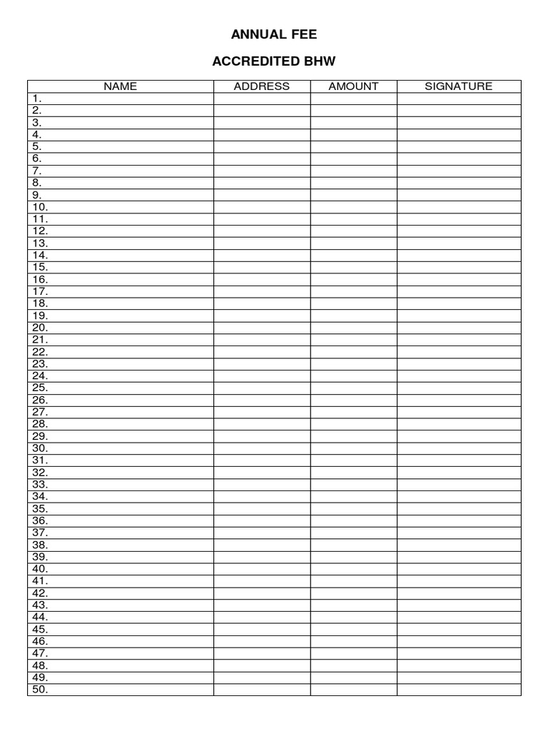 Accredited BHW Annual Fee List | PDF | Games & Activities