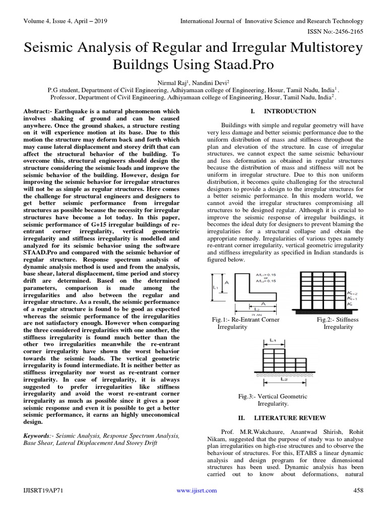 Seismic Analysis of Regular and Irregular Multistorey Buildngs Using ...