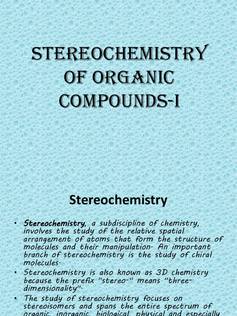 Stereochemistry of Organic Compounds | PDF | Isomer | Chirality (Chemistry)