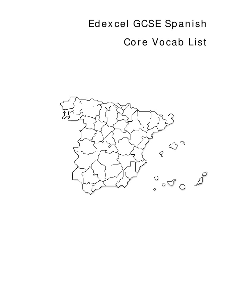 Edexcel GCSE Spanish Core Vocabulary List | PDF | Vocabulary | Word