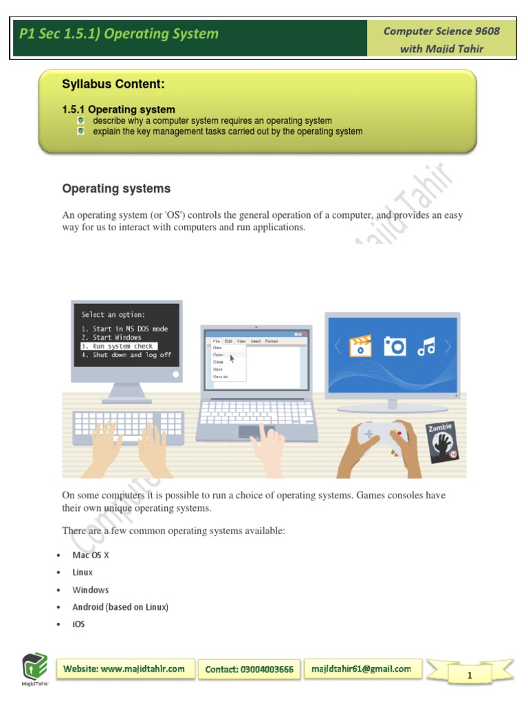 P1 Sec 1.5.1) Operating System: Syllabus Content | PDF | Operating ...