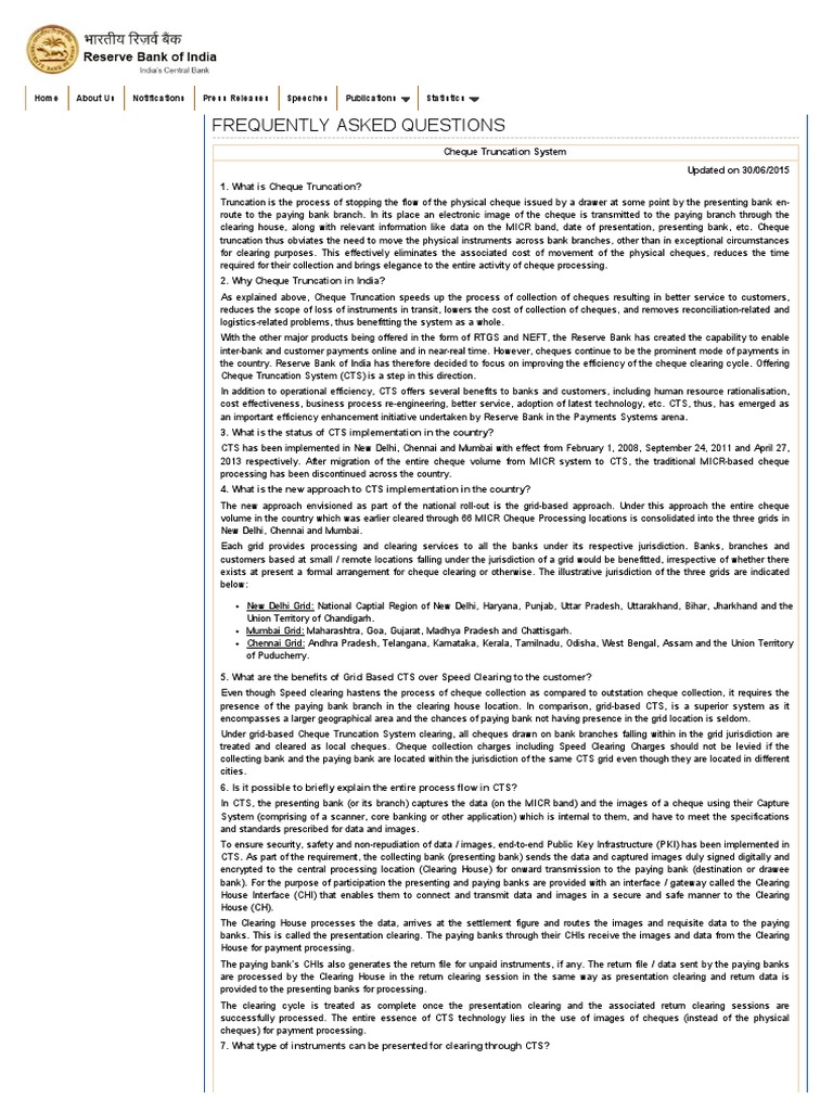 Benefits of Cheque Truncation System | PDF | Cheque | Banks