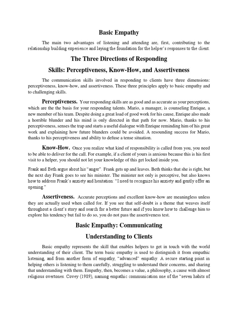 Basic Empathy: Perceptiveness | PDF | Empathy | Emergence