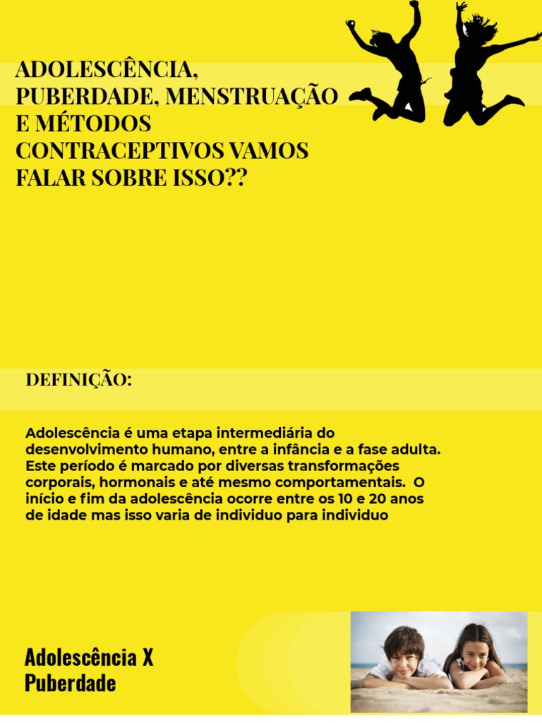 Palestra Sobre Adolescência, Puberdade, Menstruação e Contraceptivos ...