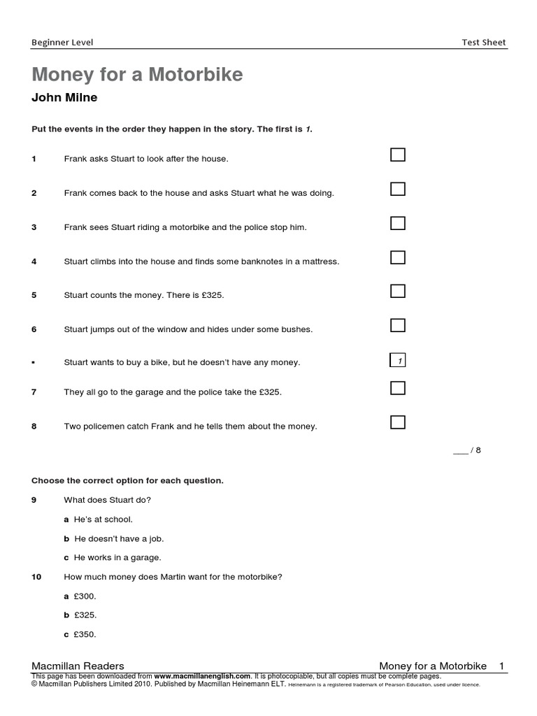 Money For A Motorbike Test | PDF