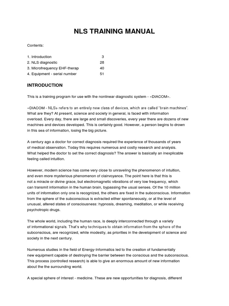 NLS Diacom Training | PDF | Medical Diagnosis | Homeopathy