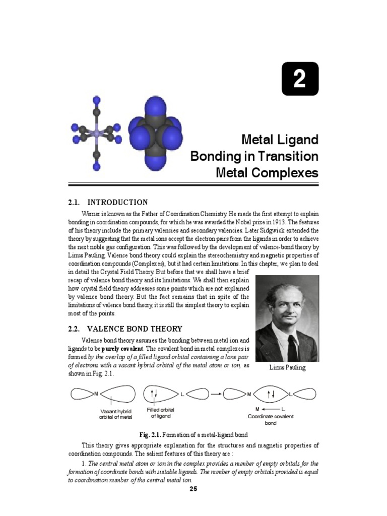 Metal Ligand Bonding PDF | PDF | Coordination Complex | Ligand
