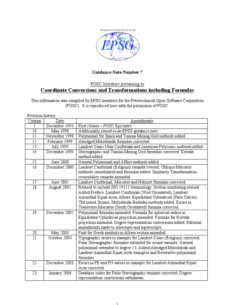 EPSG Guidance on Coordinate Conversions | PDF | Latitude | Ellipse