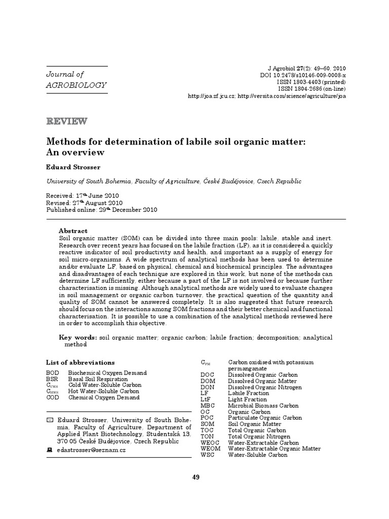 Materia Organica Labila in Soluri | PDF | Organic Matter | Decomposition