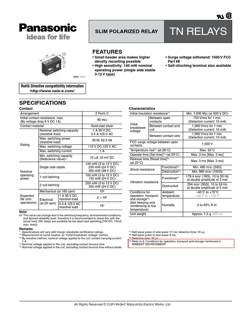 TN2 12V | PDF | Relay | Switch