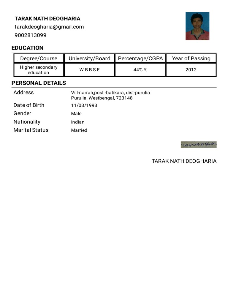 3resume Tarak Format1 | PDF