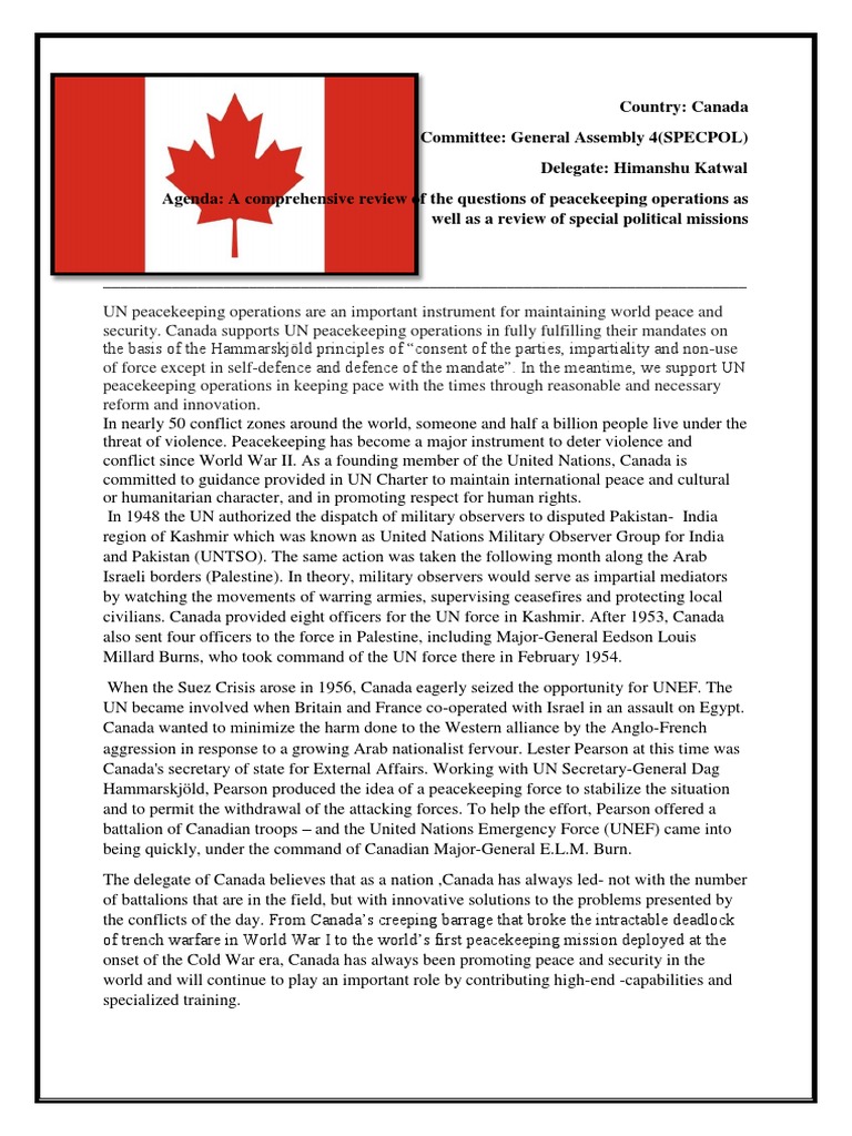 Mun Sample Position Paper | PDF | Peacekeeping | United Nations