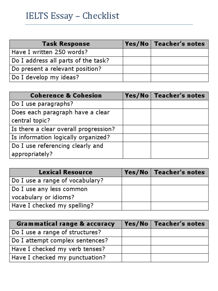Essay Checklist | PDF