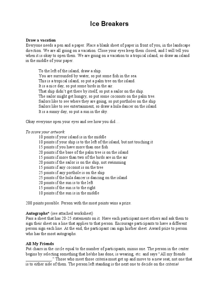 Ice Breaker Ideas | PDF