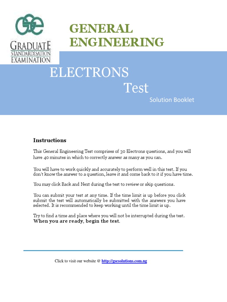 Electrons Test: General Engineering | PDF | Inductor | Series And ...