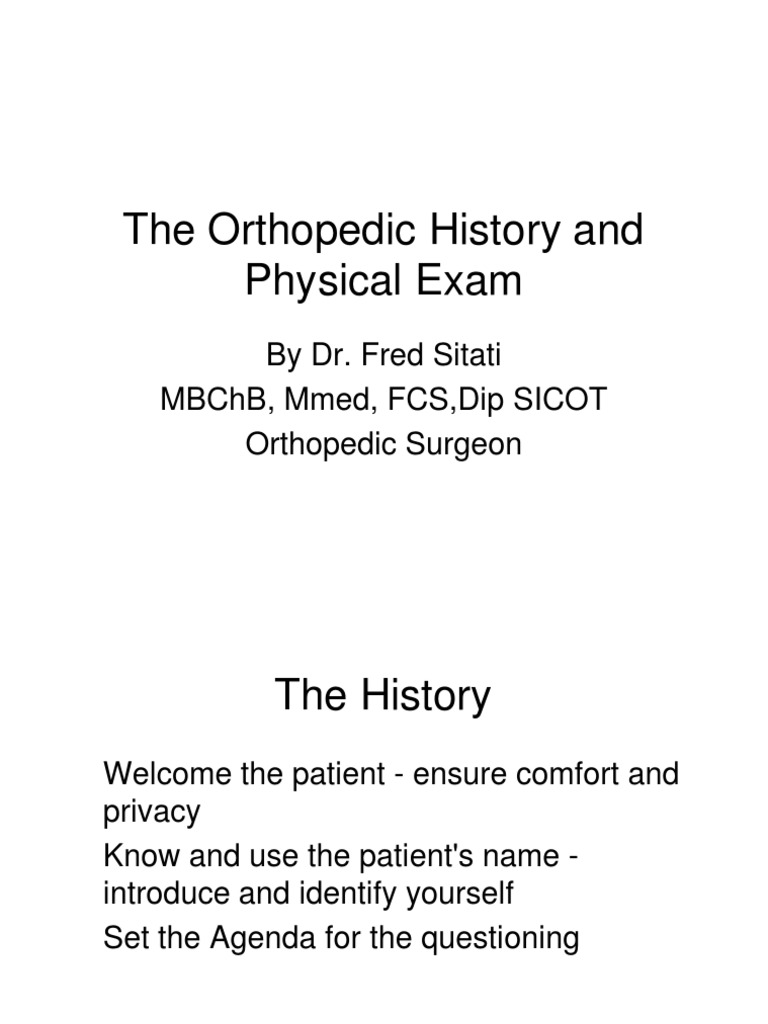 Orthopedic History and Physical Exam | PDF | Physical Examination ...