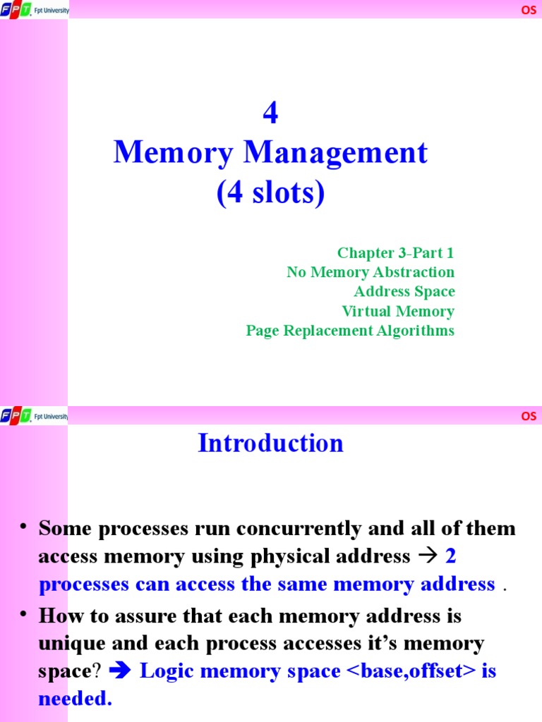 Memory Management In Operating Systems Pdf Random Access Memory