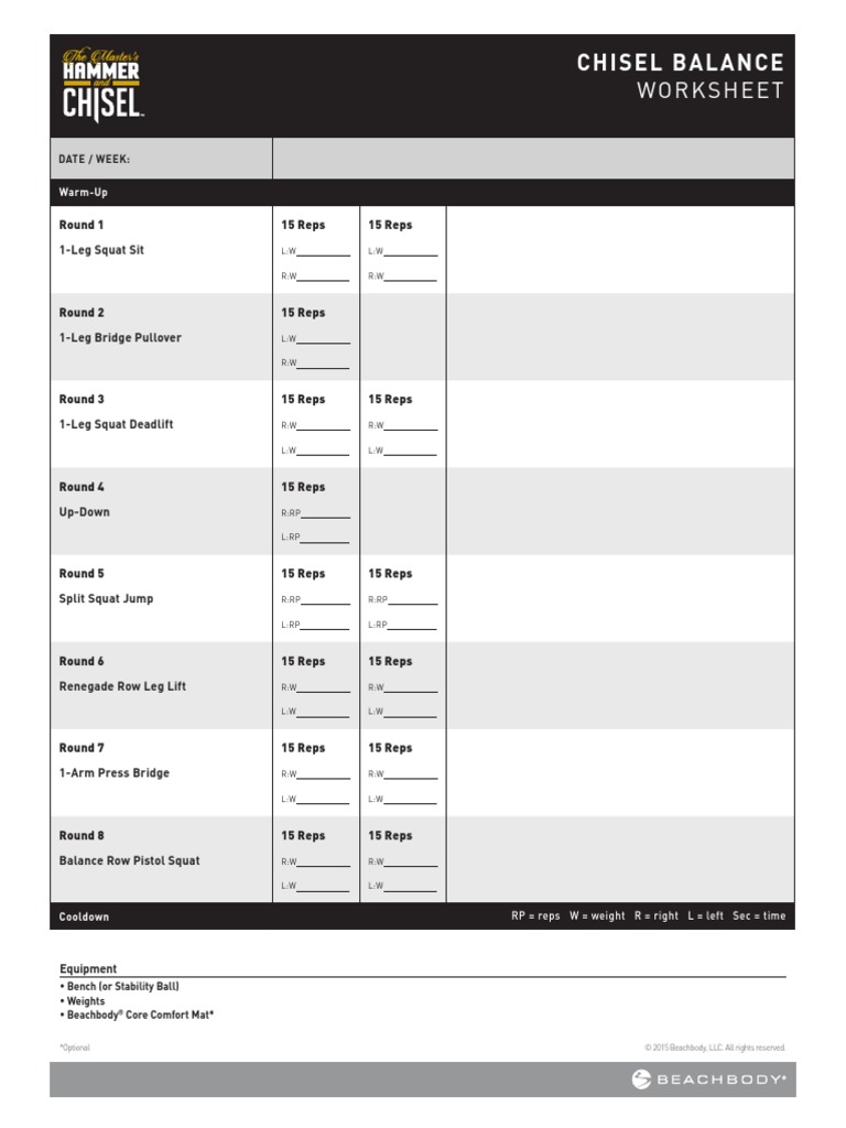 The Masters Hammer and Chisel Workout Sheet Workout Log PDF | PDF ...