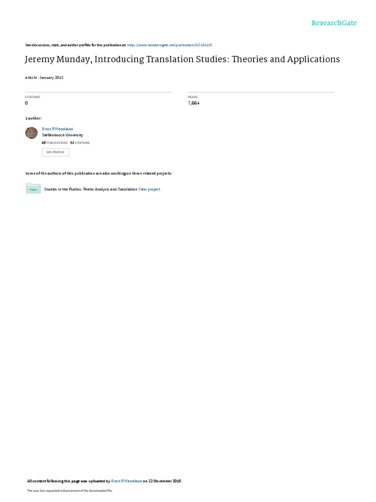 Jeremy Munday IntroducingTranslationStudies | PDF | Translations ...